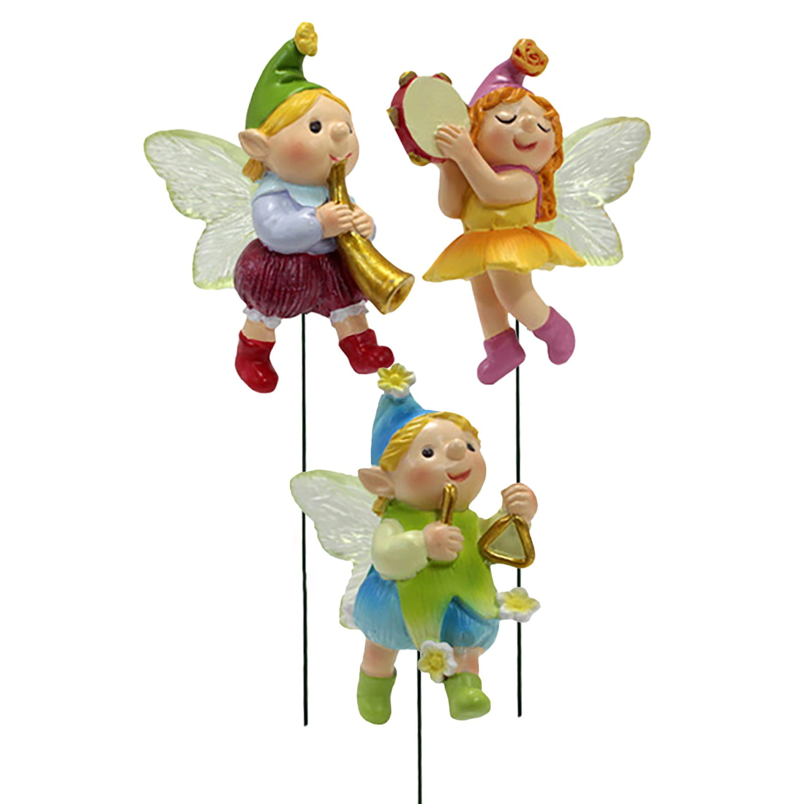 GiLiling 4-Piece Miniature Fairy Garden Stakes Set - Realistic Musical ...