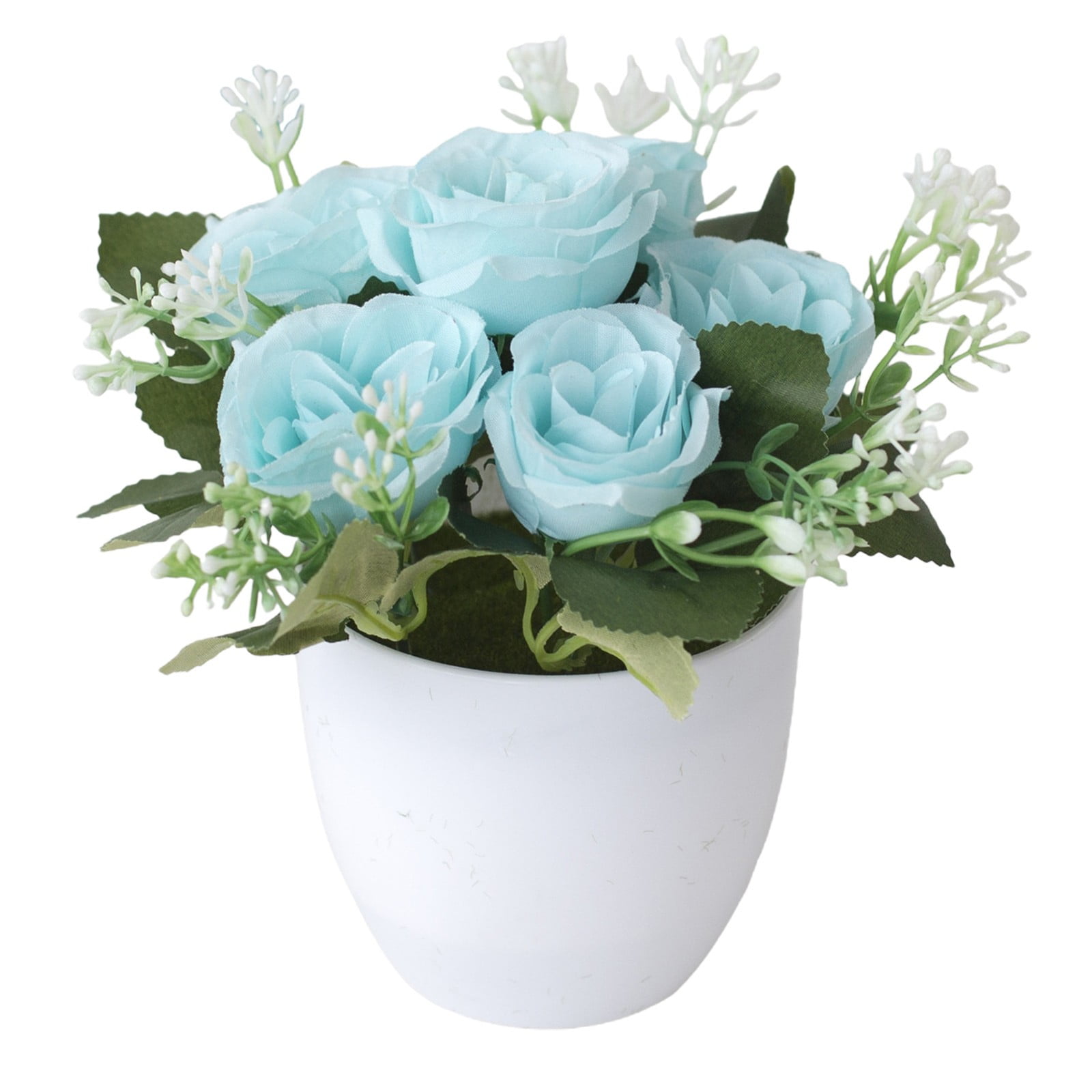 GiLiling Artificial Potted Rose Flowers Arrangement | Lifelike Plastic ...