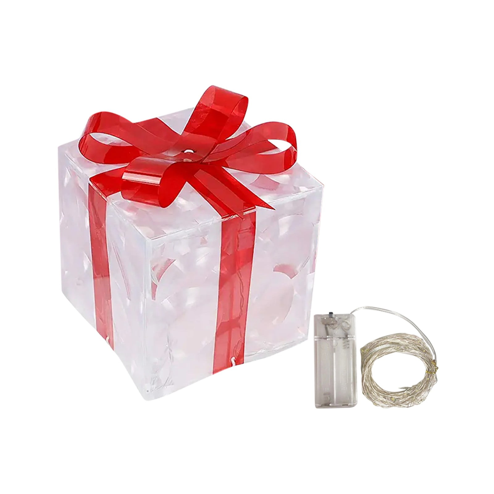 GiLiling Christmas Glowing Décor Gift Box Ornament with Bow Christmas ...