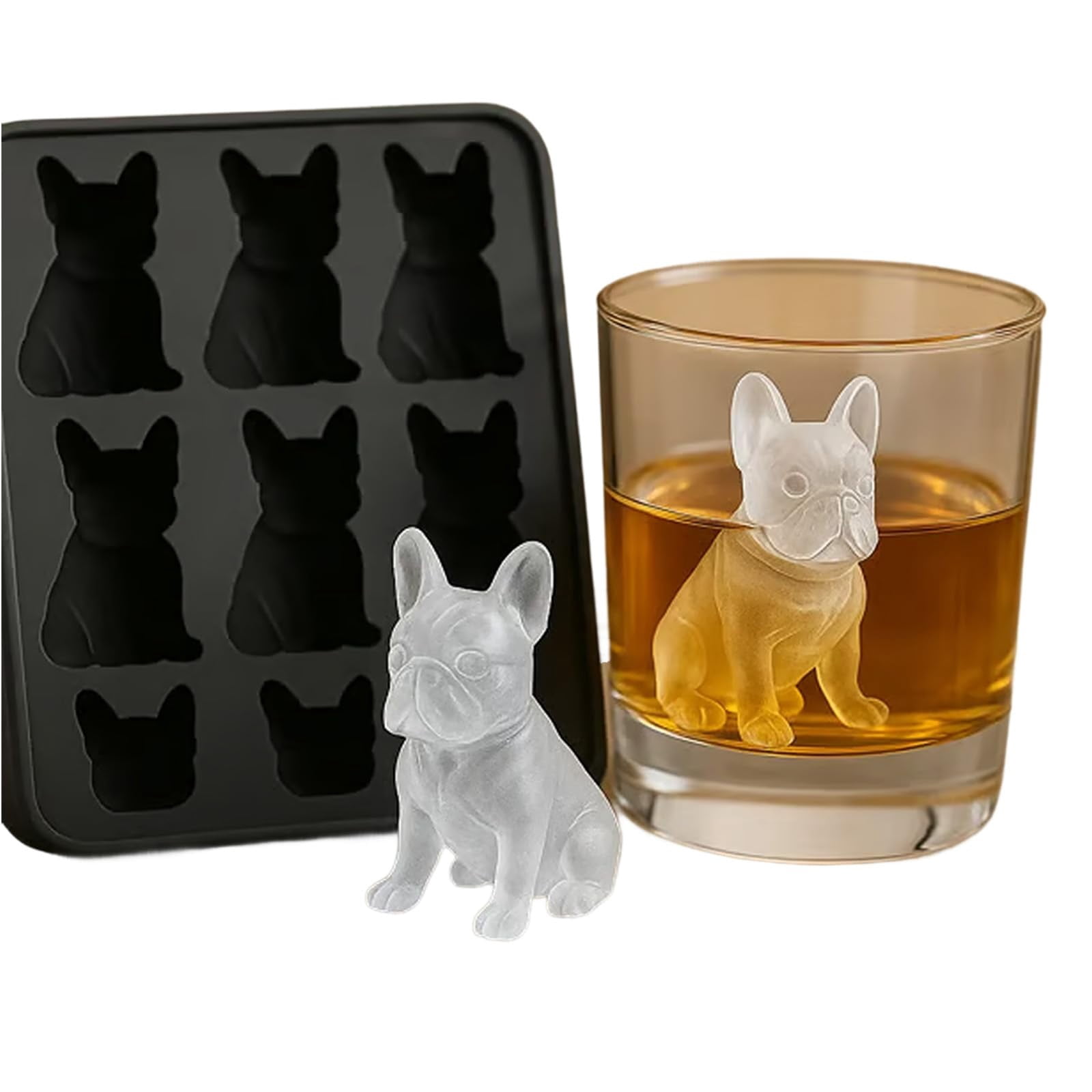 GiLiling Cute Pekingese Dog Shape Ice Cube Maker Tray with Lid, Animal ...