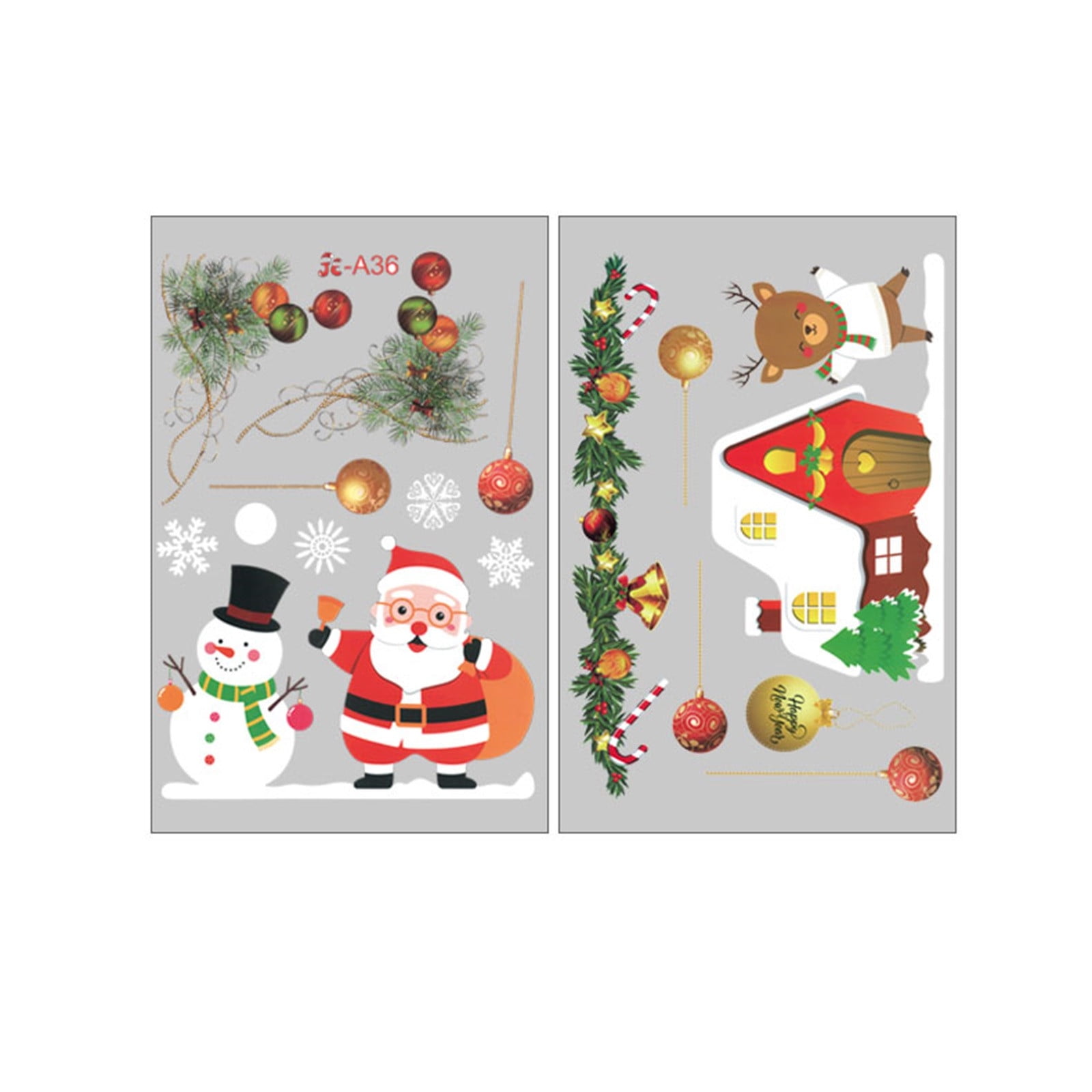 GiLiling DIY Christmas Windows Stickers Wreath Snowflakes Santa Claus ...