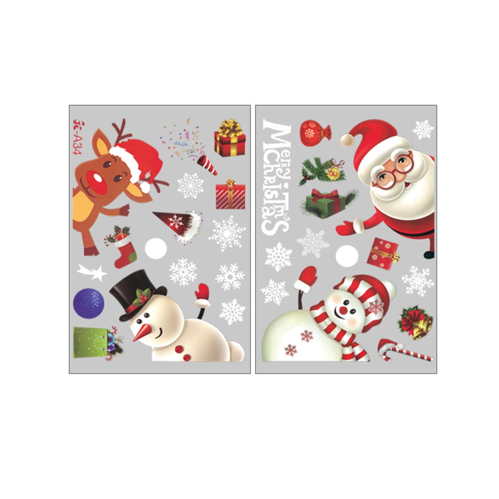 GiLiling DIY Christmas Windows Stickers Wreath Snowflakes Santa Claus ...