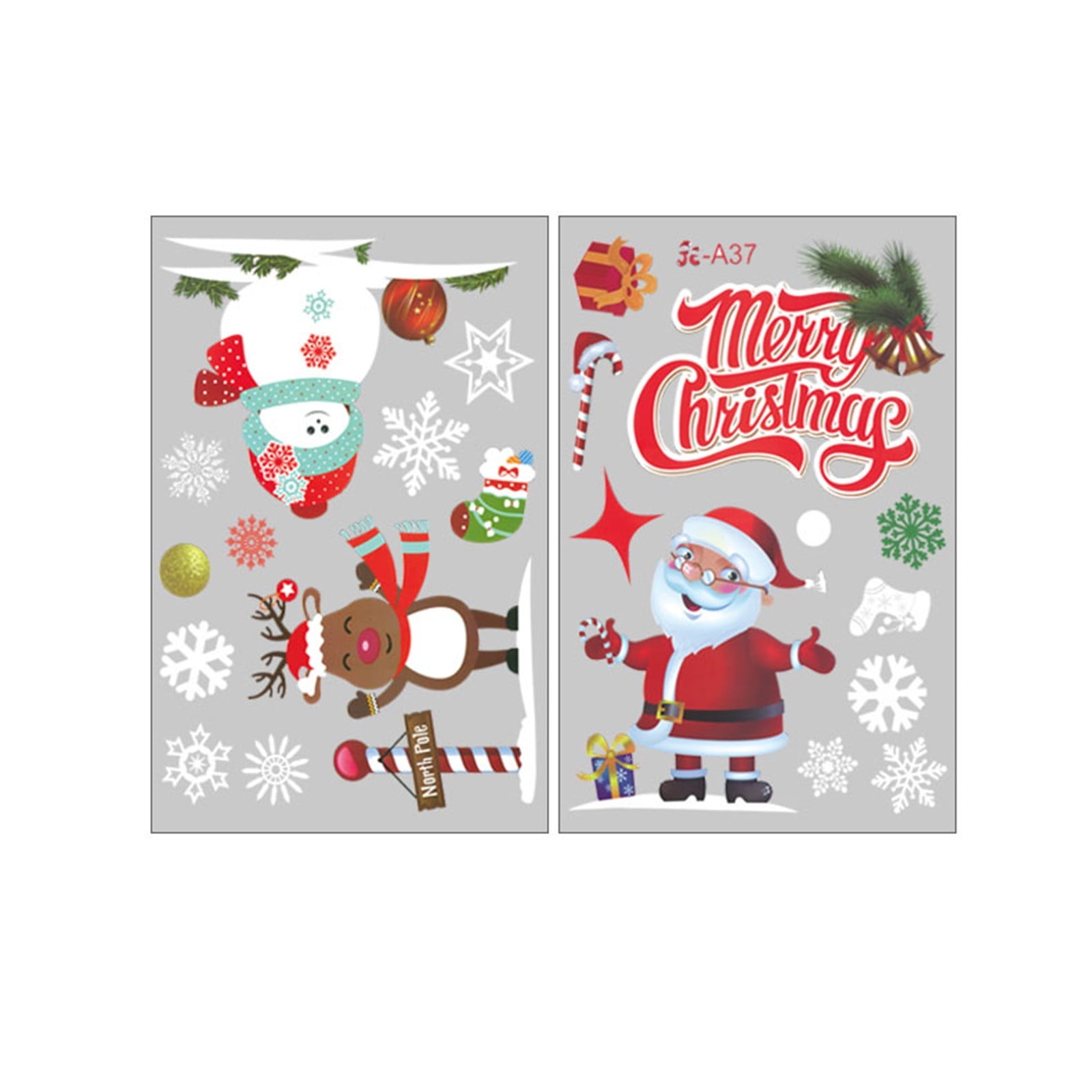 GiLiling DIY Christmas Windows Stickers Wreath Snowflakes Santa Claus ...