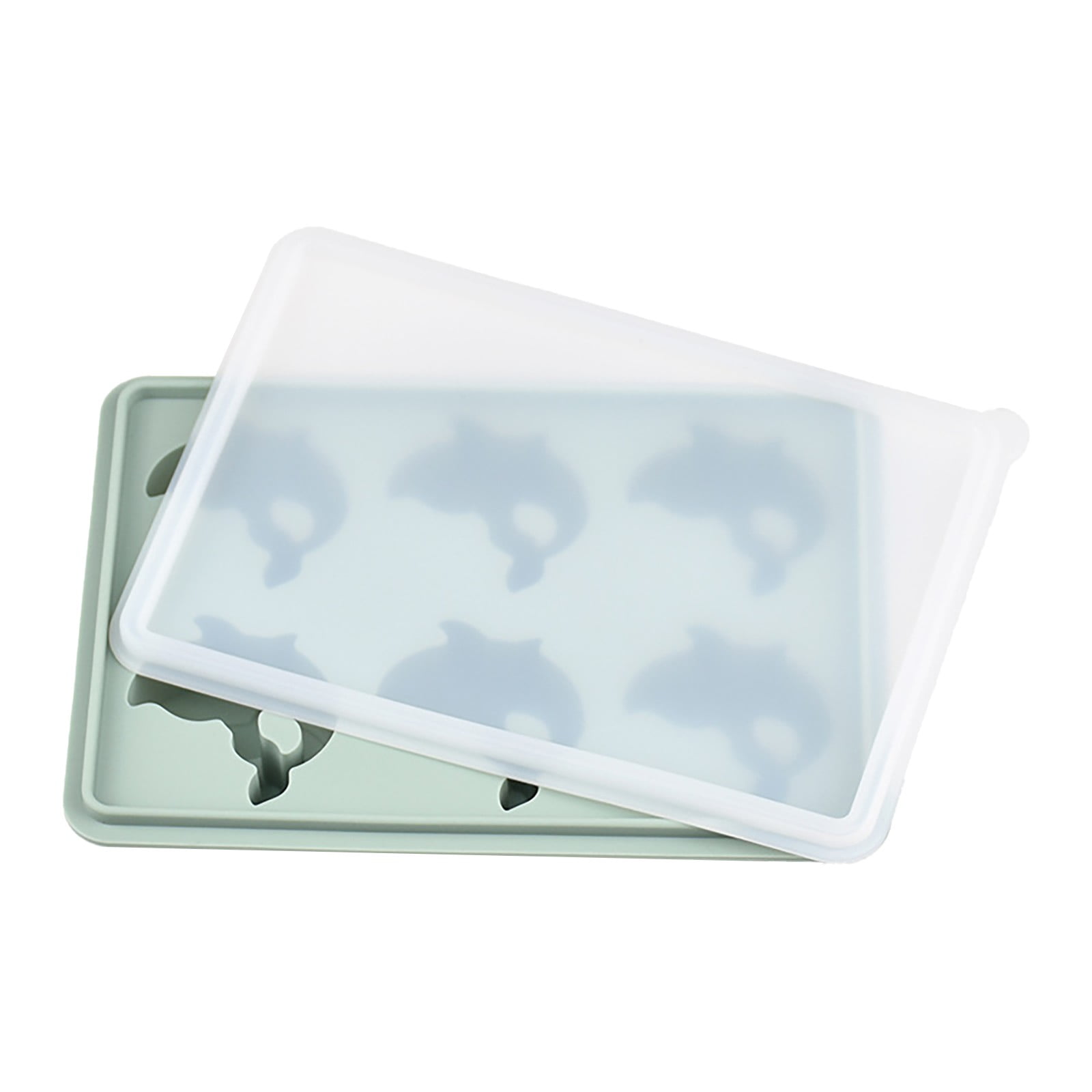 GiLiling Dolphin Shaped 3D Silicone Ice Cube Trays with Lid - Quick ...