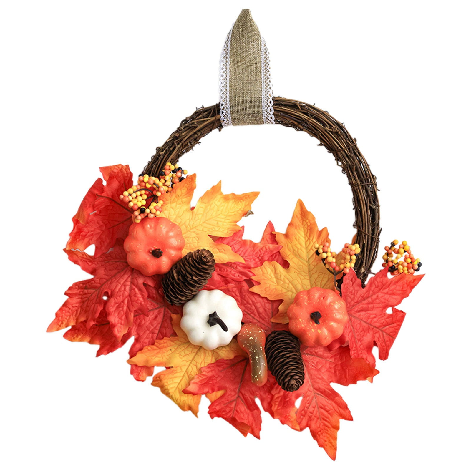 GiLiling Fall Festival Pumpkin Wreath Pillar Candle Thanksgiving Day ...