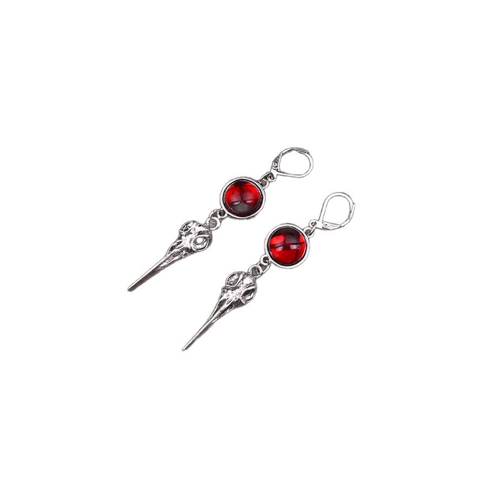 GiLiling Gothic Punk Crow Earrings with Red Stone Accents | Witchcraft ...