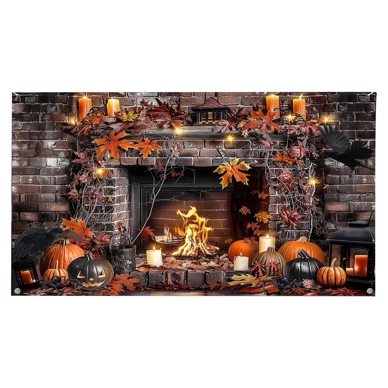 GiLiling Halloween Fireplace Backdrop Garage Door Decoration Background ...