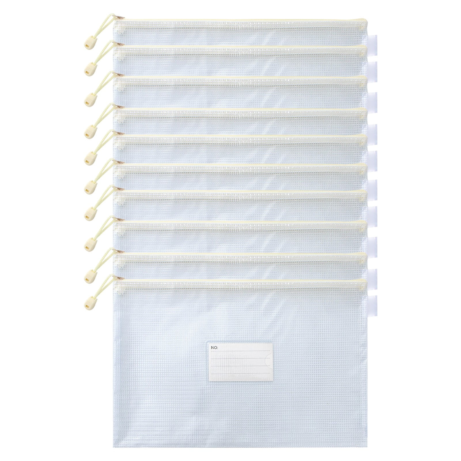 GiLiling Mesh Zipper Pouch 10-Pack A4 Size Transparent Label Pocket ...