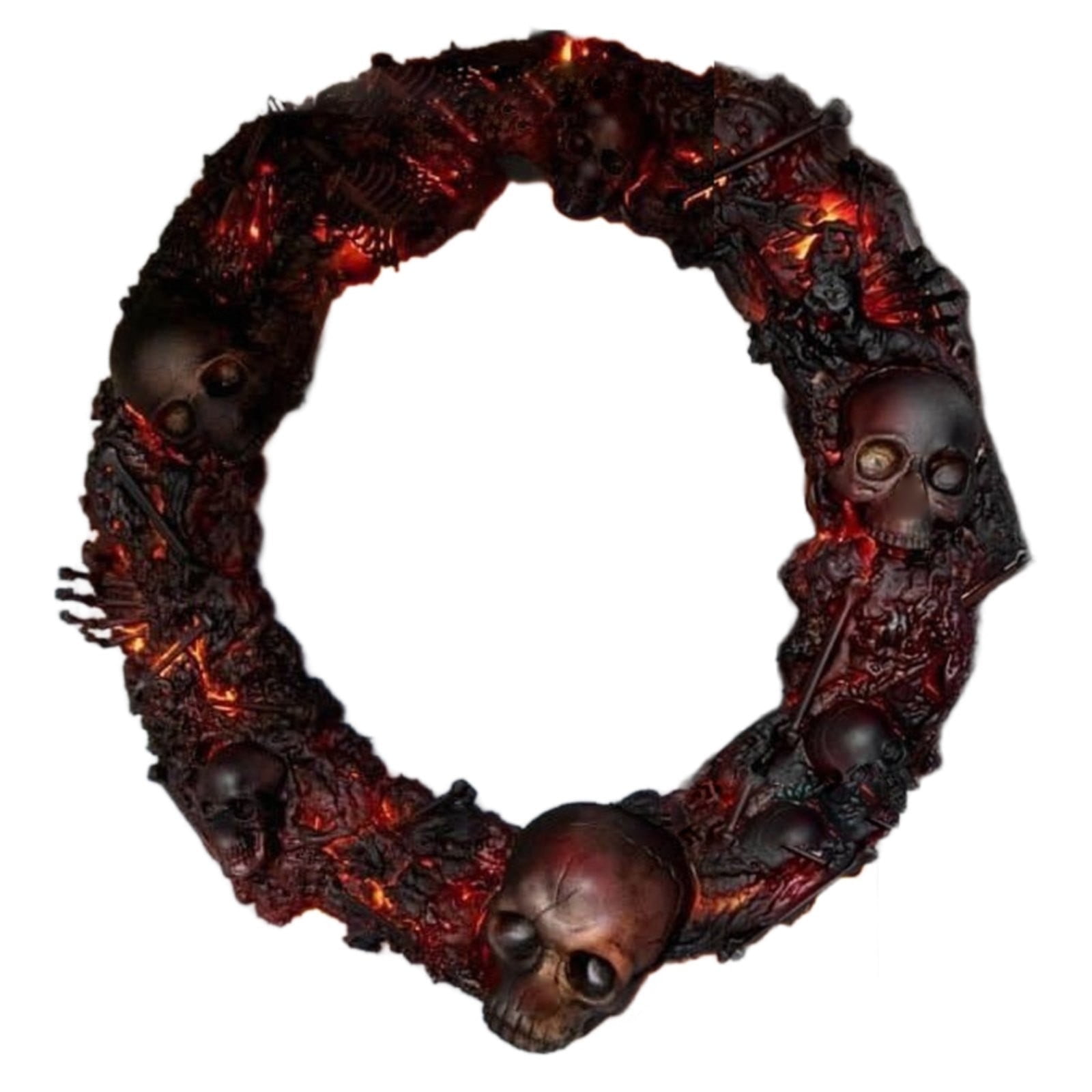 GiLiling Molten Lava Skeleton Halloween Wreath - Fiery Effect Branch ...