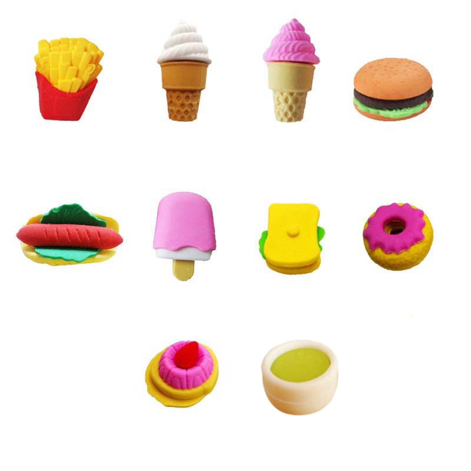 GiLiling Novelty Assemble Cake Erasers Set Pack Of 10 Realistic 3D Vegetable Fruit Shaped ...