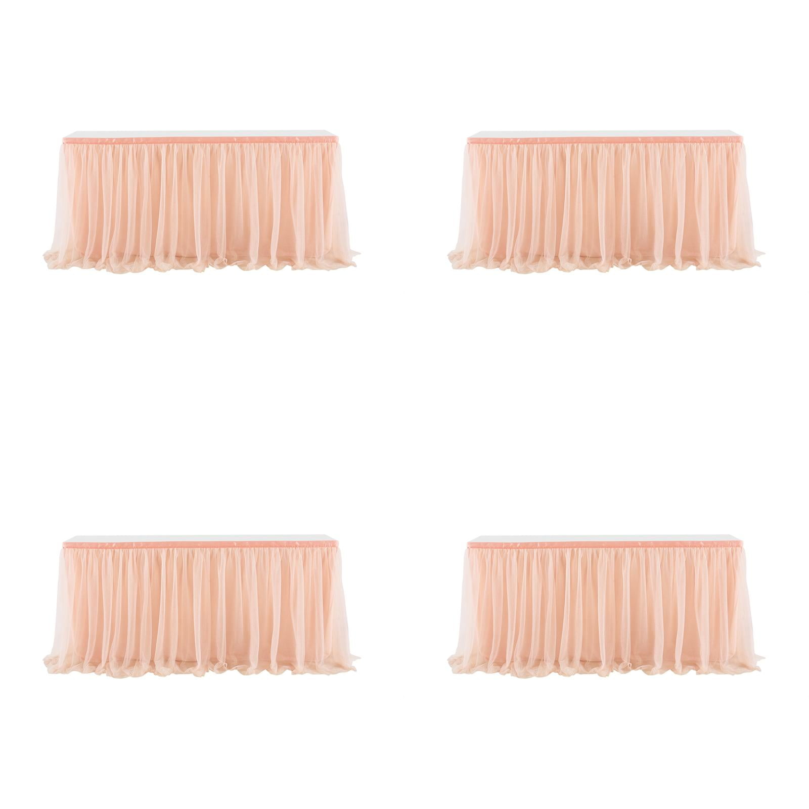 GiLiling Table Skirt High-End Gold-Rimmed Mesh Birthday Wedding Party ...