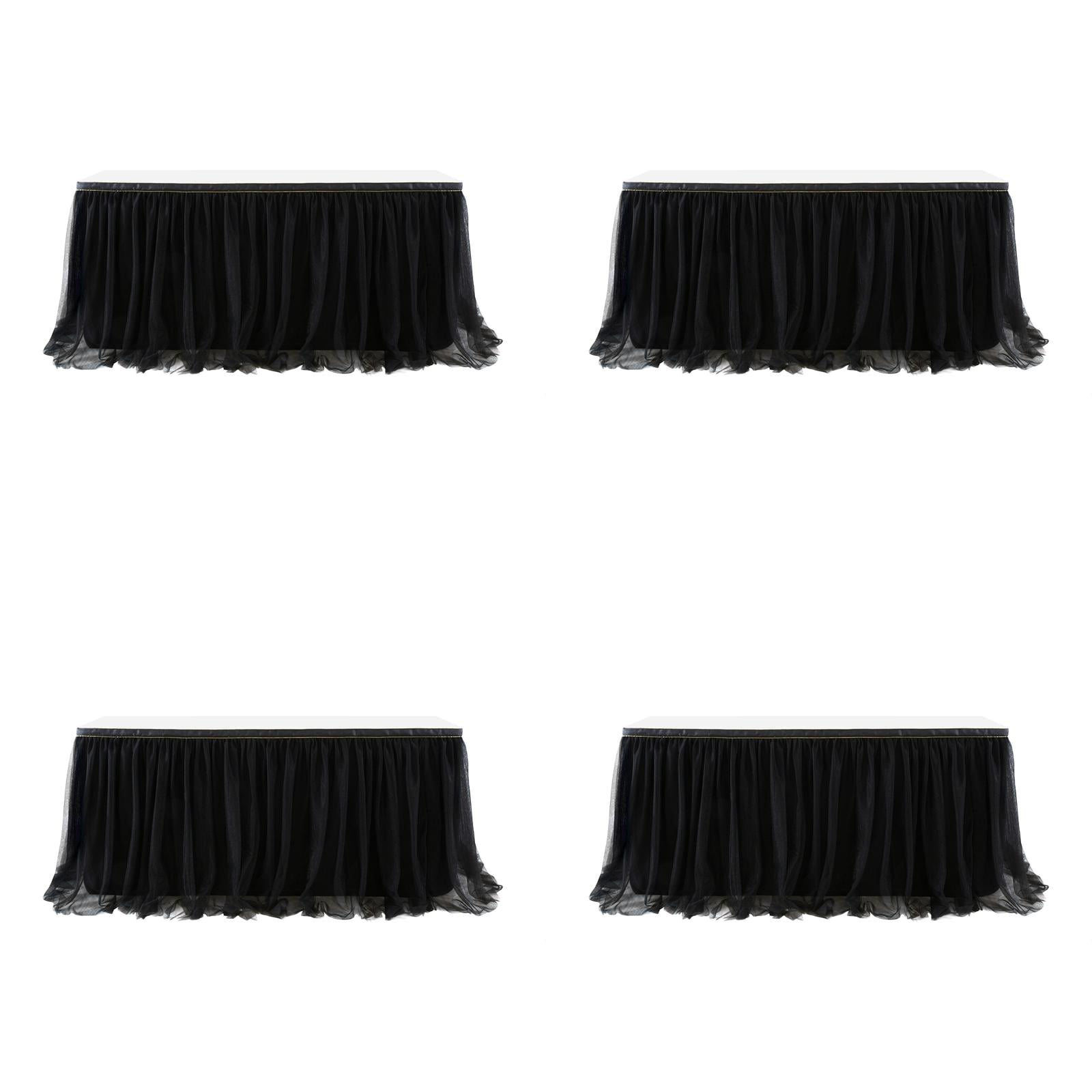 GiLiling Table Skirt High-End Gold-Rimmed Mesh Birthday Wedding Party Decoration for 4ft/6ft/8ft ...