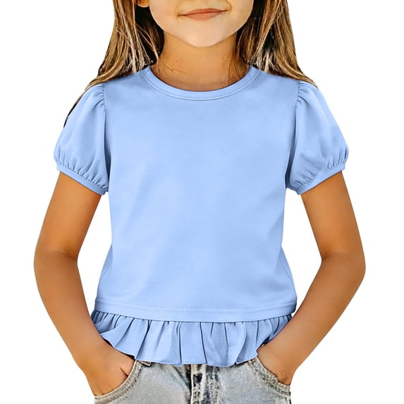 GiLiling Toddler Baby Girl Ruffle Short Sleeve Crew Neck Crossback Top ...