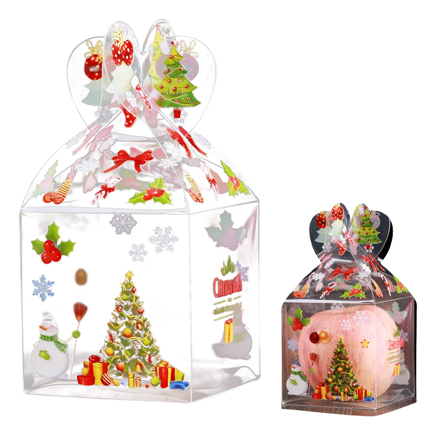 GiLiling Transparent Christmas Gift Box, Clear Handheld Candy Container ...