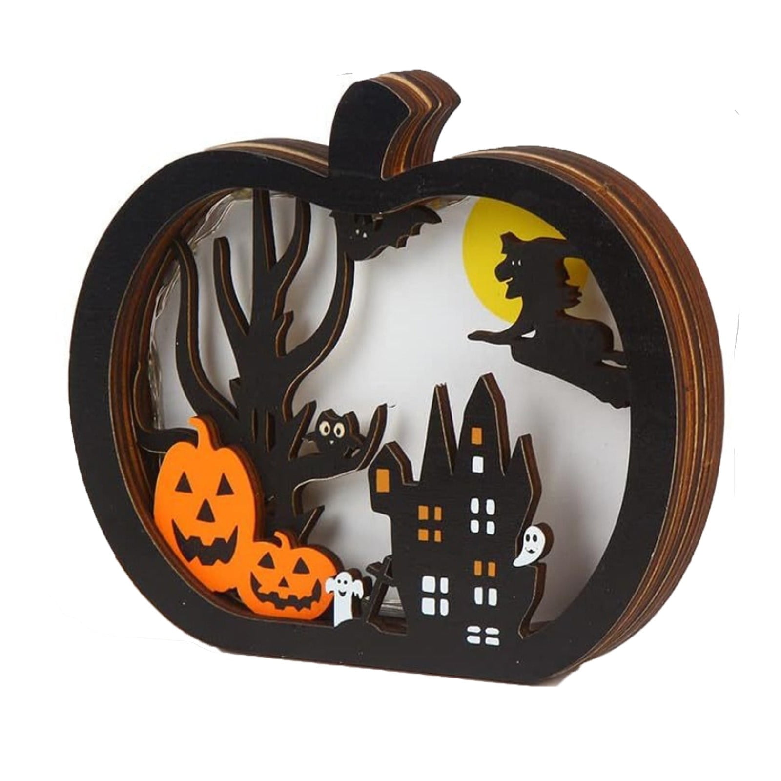 GiLiling Wooden Lighted Halloween Pumpkin Tabletop Lamp Decor ...