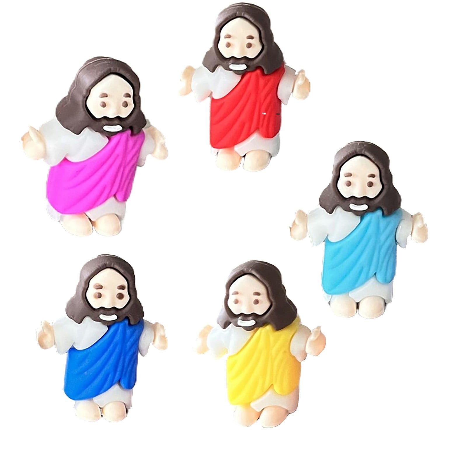 GiLiling 5 Pcs Jesus Toys Original Design Mini Rubber Little Jesus ...