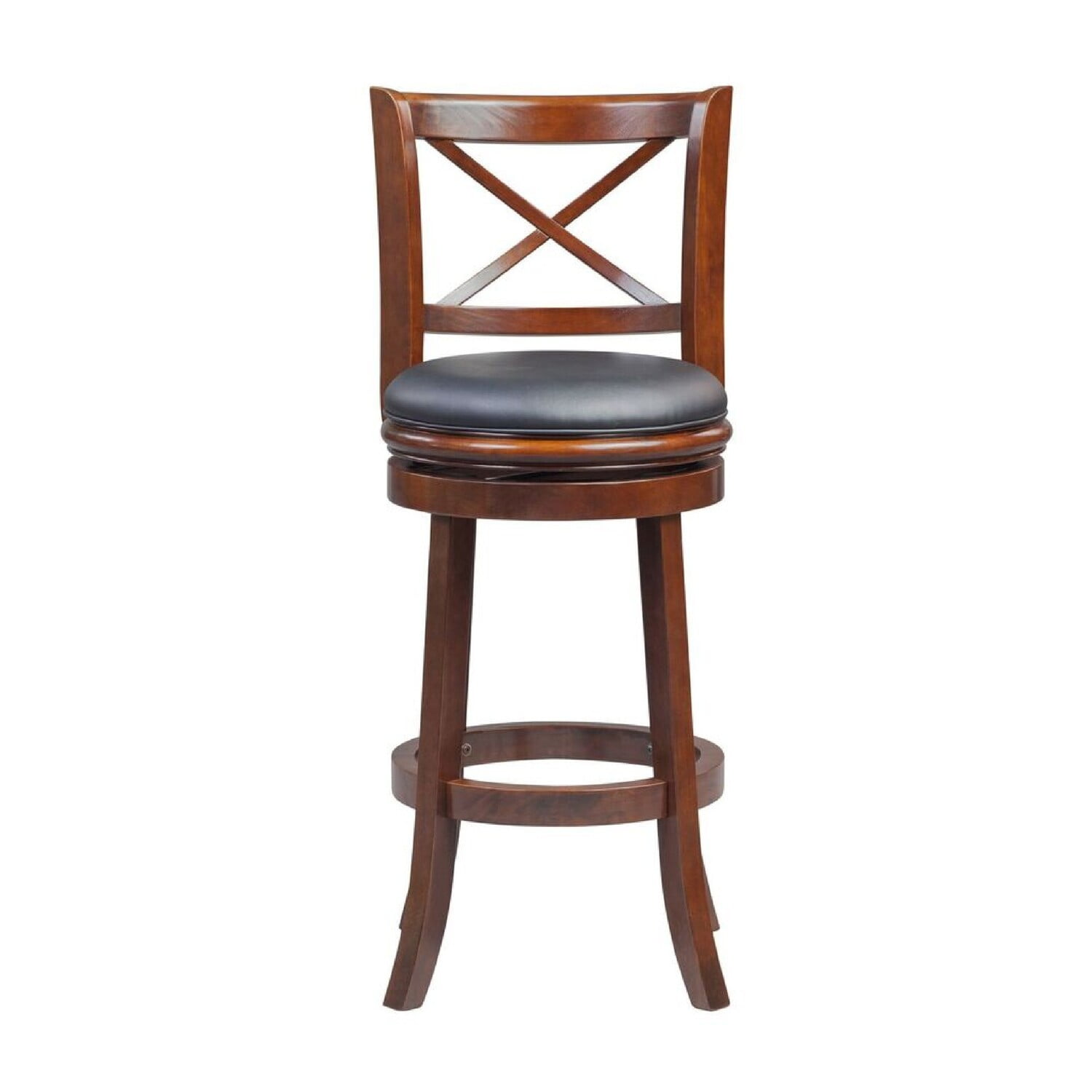 Benjara Gia 29 Inch Swivel Bar Stool, Solid Wood, Rich Vegan Faux ...