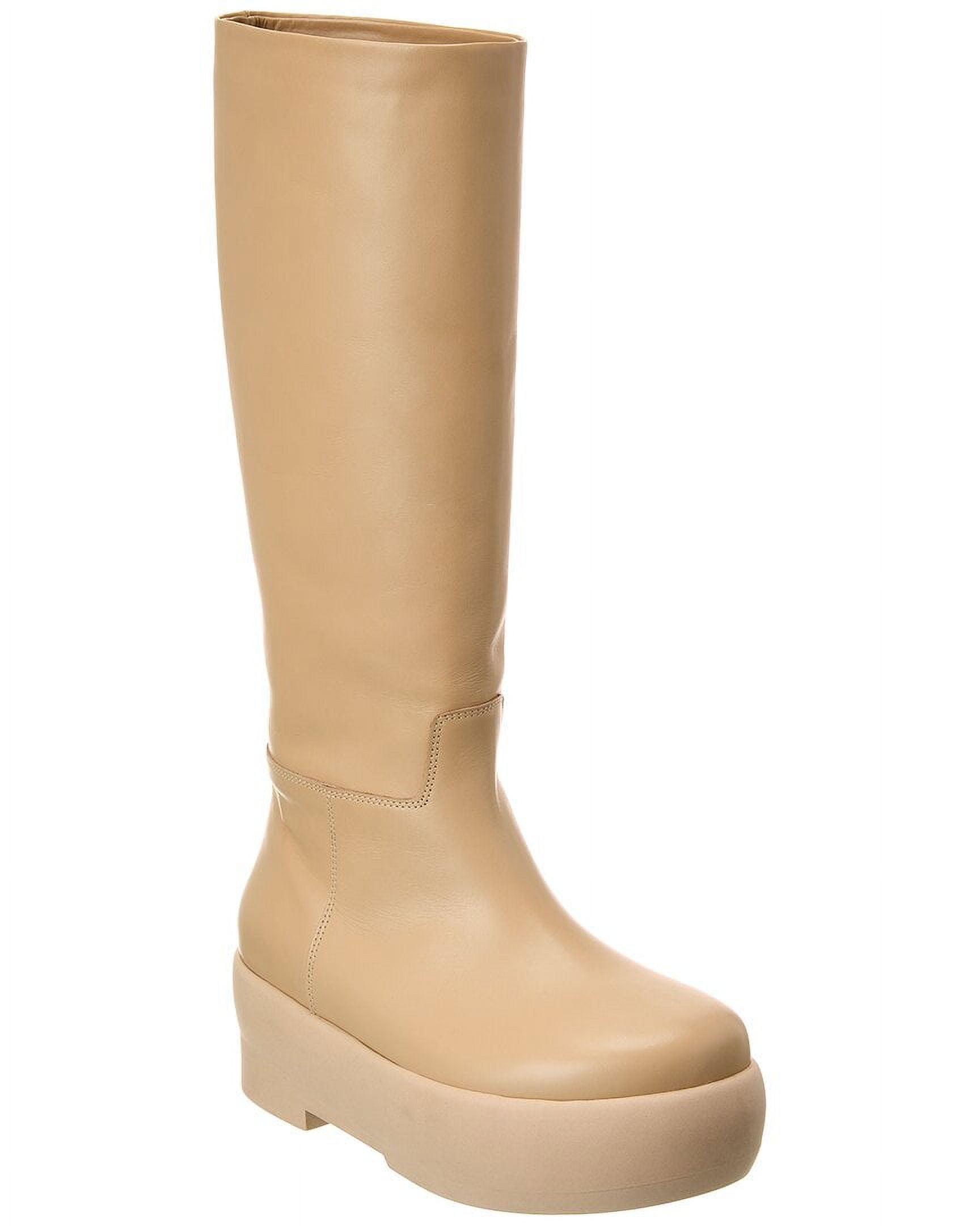 Gia Borghini Gia 16 Leather Knee-High Platform Boot, 40, Beige ...