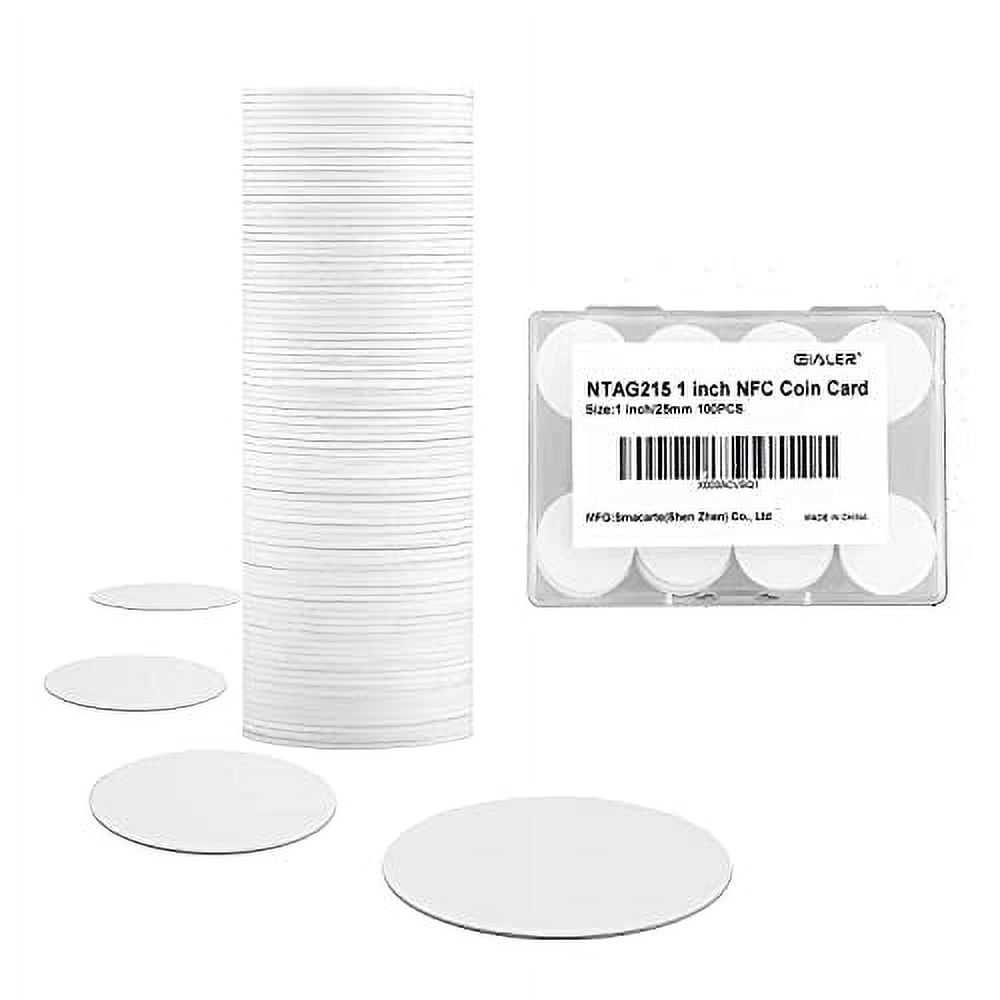 Gialer NFC Tags, 100PCS Ntag 215 Round Coin Cards Blank Tags NFC 215 ...