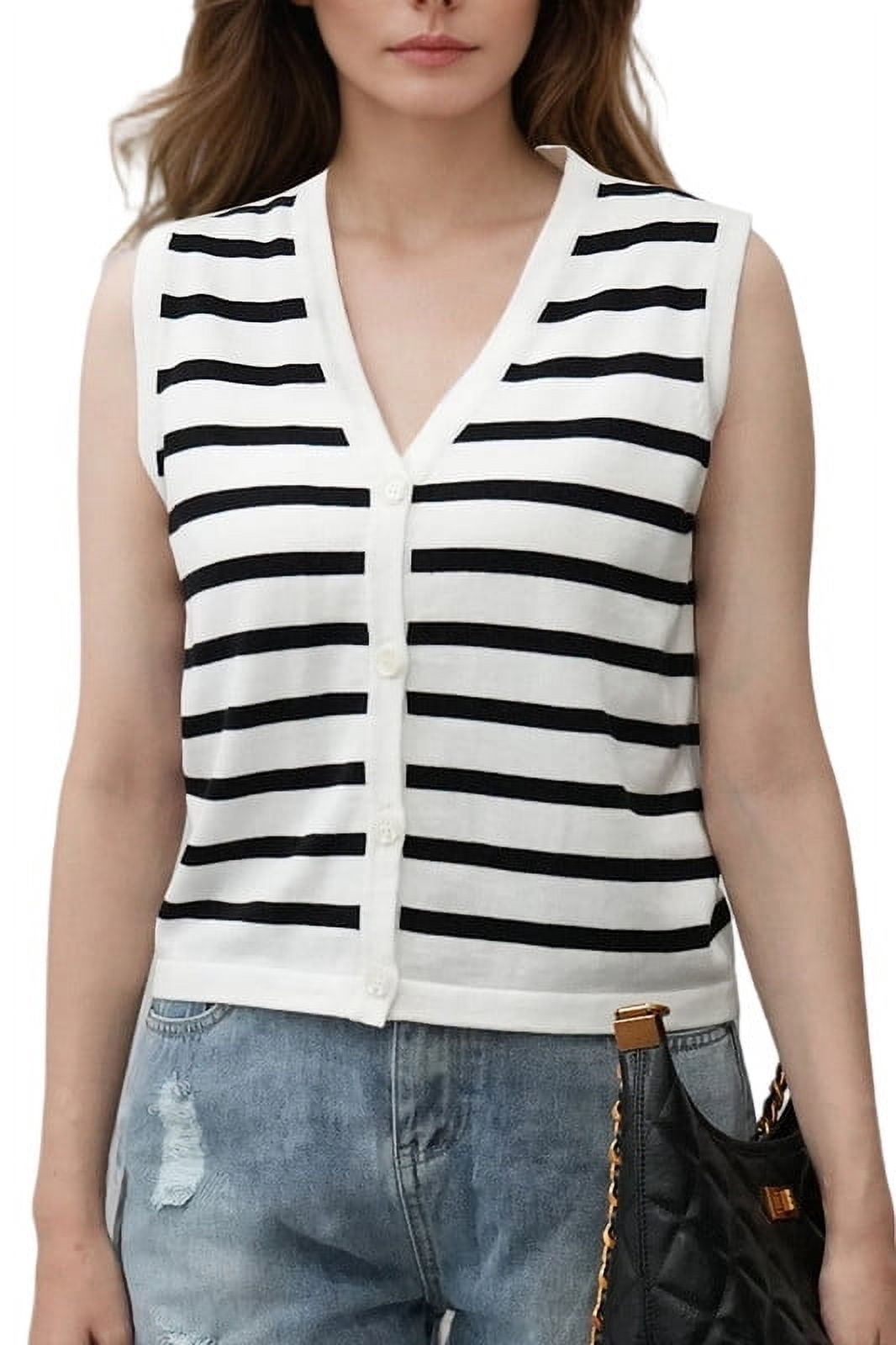 Giallino Women's Striped Sweater Vest V-Neck, Fall 2025 Lightweight ...