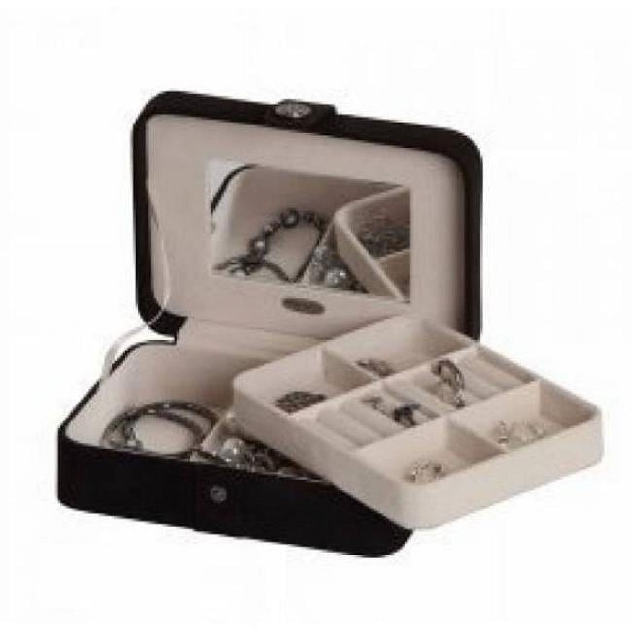 Giana Plush Fabric Jewelry Box with Lift Out Tray in Black - Walmart.com