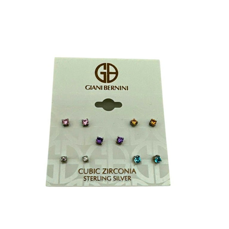 Giani Bernini Sterling Silver Earring Set Multicolor Cubic Zirconia Five Studs
