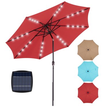 Best Choice Products 7.5ft Heavy-Duty Solar Powered Garden Umbrella ...