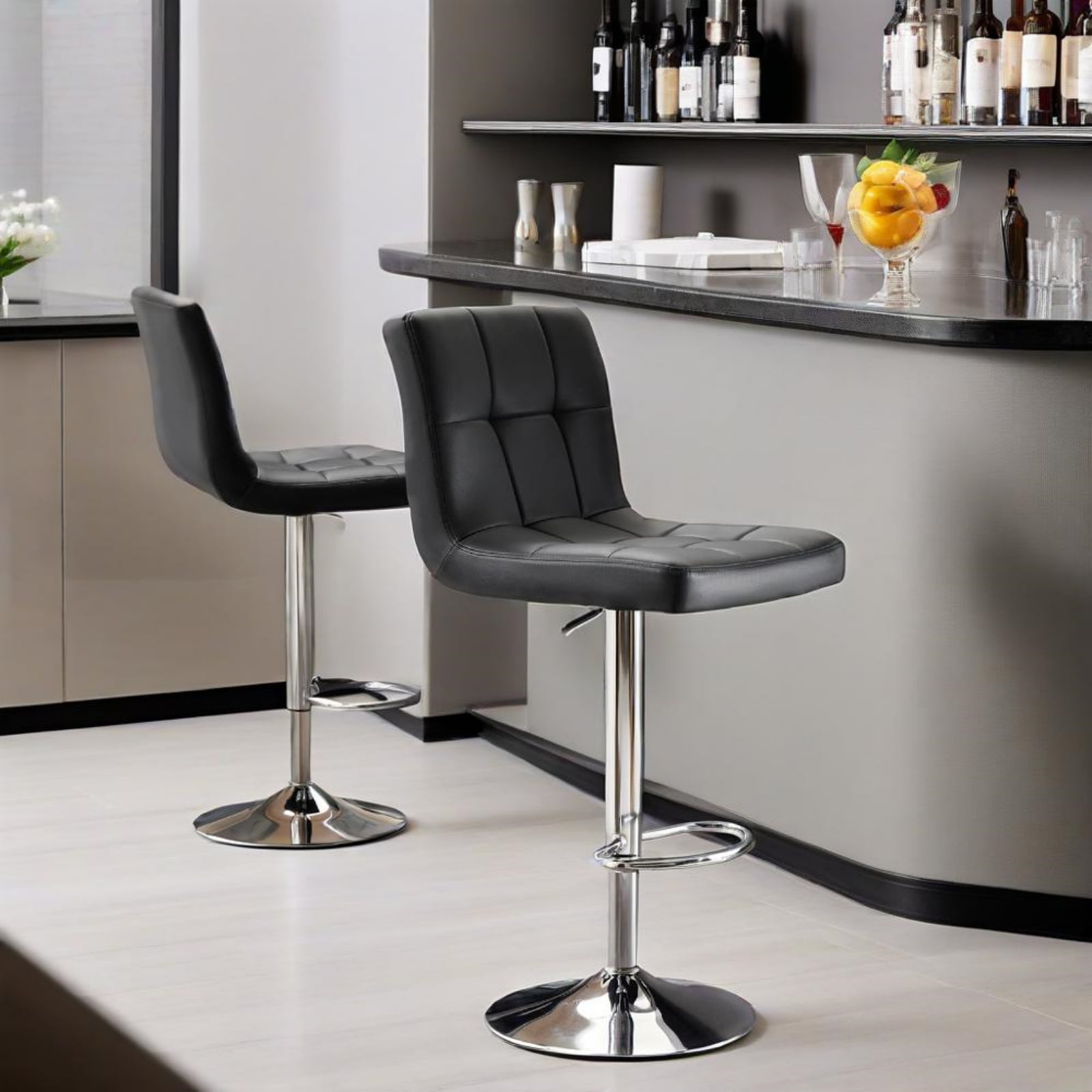 Gianna 2 Pcs Bar Stools , Adjustable Swivel Barstools, Counter Stools ...