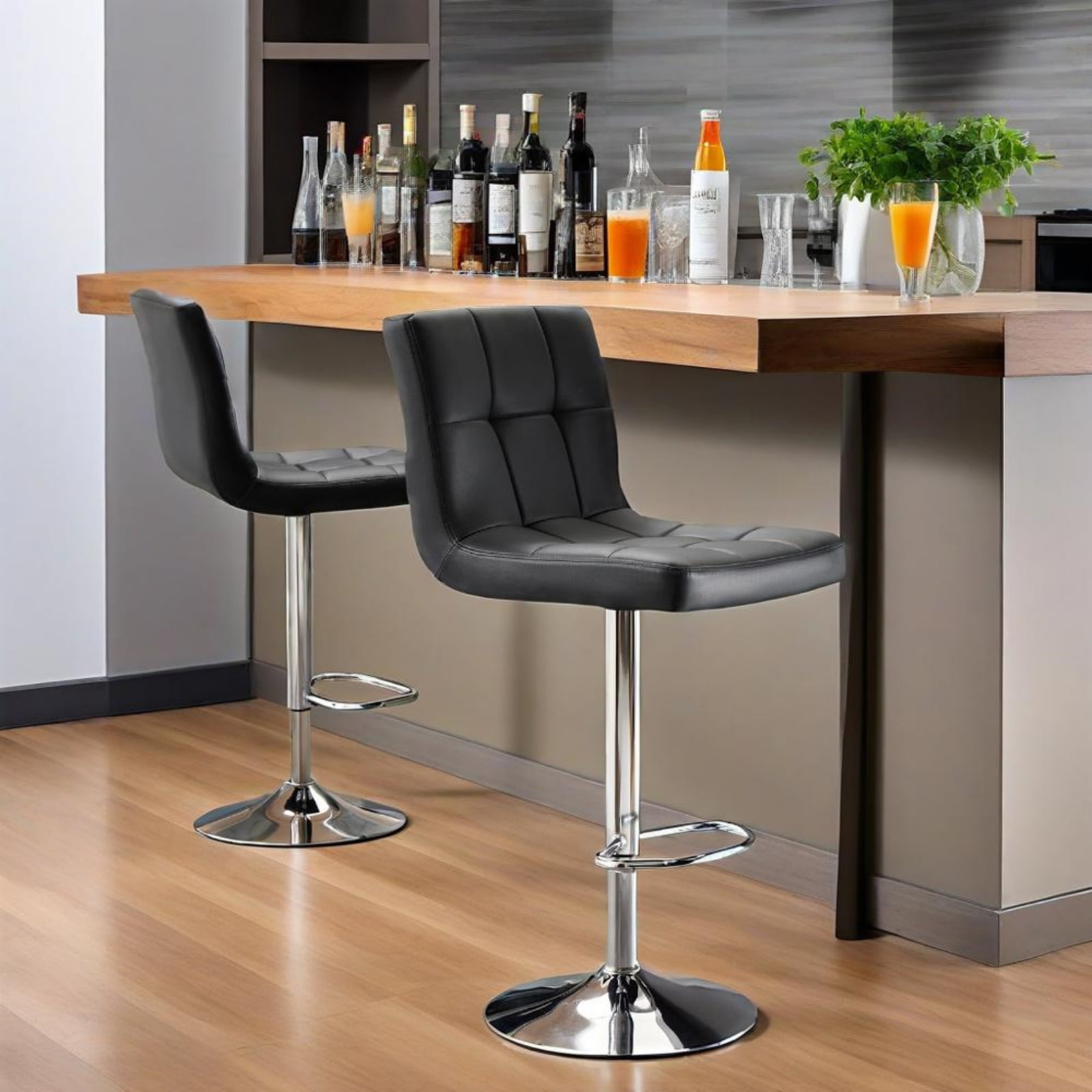 JOINSUN 2 Pcs Bar Stools , Armless Adjustable Swivel BarStools for ...