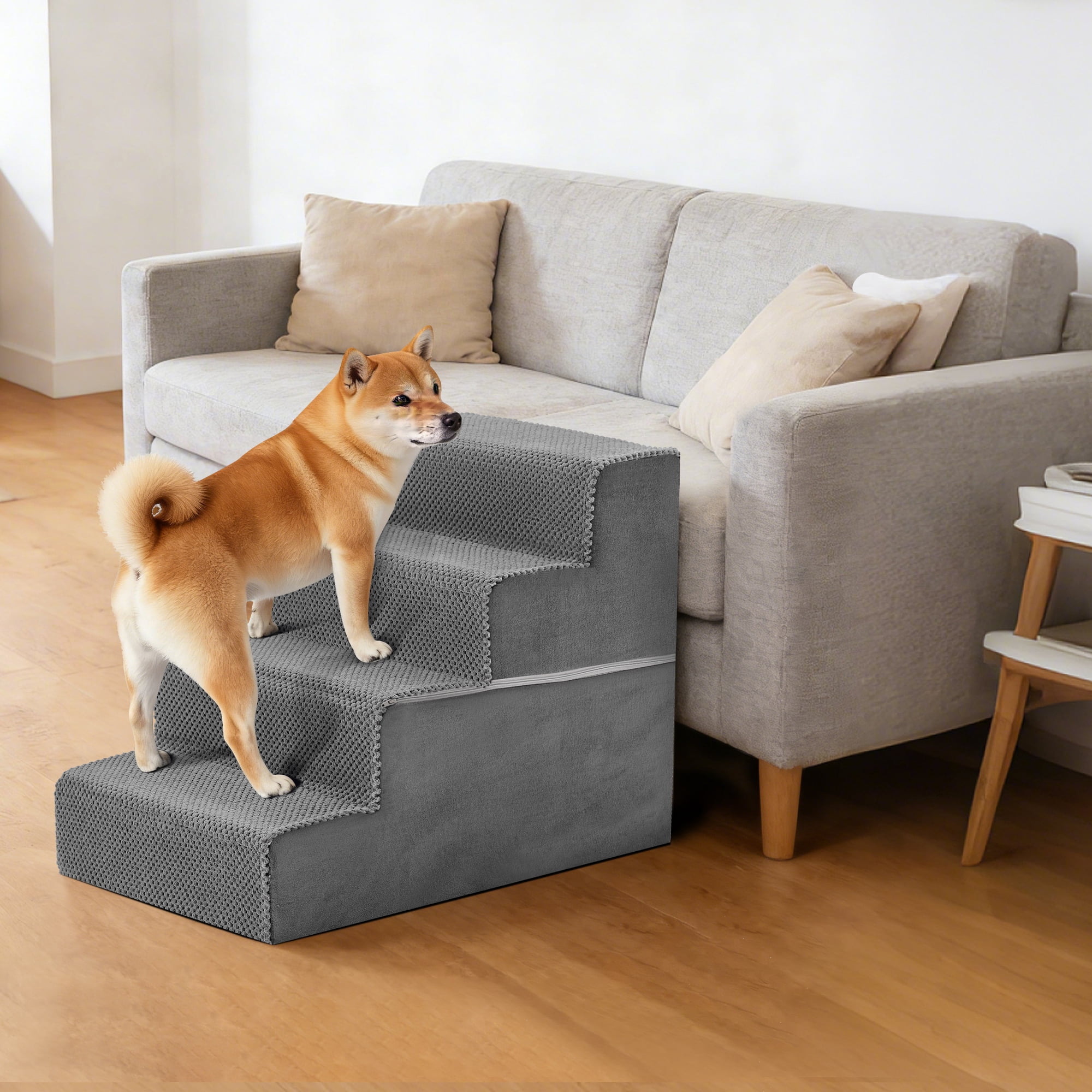 Gianna 21" Dog Stairs for Bed, 4-Step Non-Slip Pet Steps for Small Dogs ...