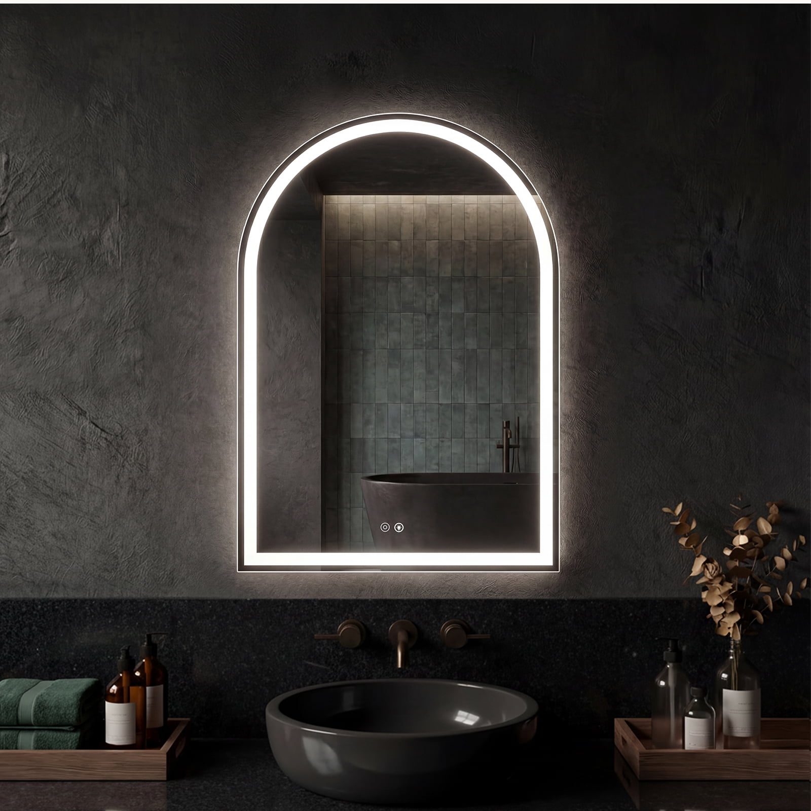 Gianna 24"x32" Smart LED Bathroom Mirror with Anti-Fog, Dimmable Front ...