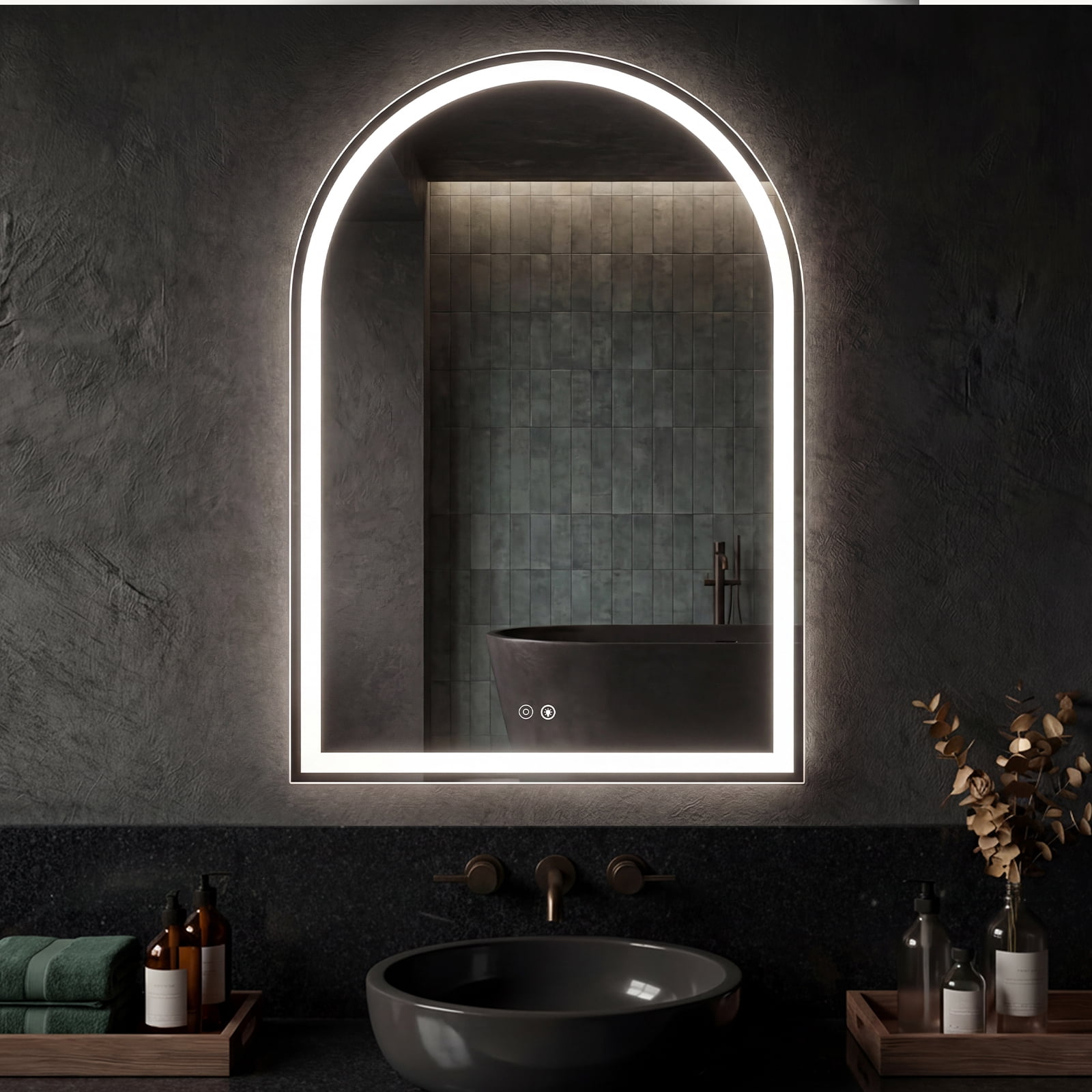 Gianna 28"x36" Smart LED Bathroom Mirror with Anti-Fog, Dimmable Front ...
