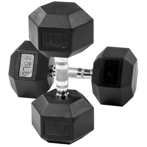 Gianna 2Pcs 45 lbs Hex Dumbbells with Rubber Coated, Hand Weights for ...