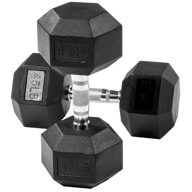 Gianna 2Pcs 45 lbs Hex Dumbbells with Rubber Coated, Hand Weights for ...