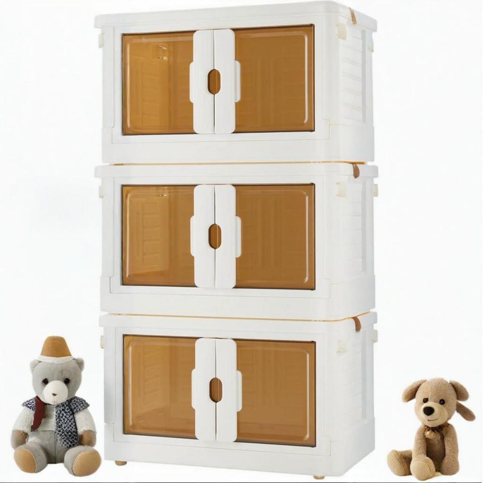 Gianna 3 Tier Medium Foldable Plastic Storage Bins, Home Portable ...