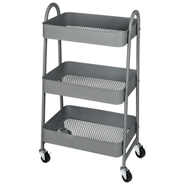 JOINSUN 3-Tier Plastic Rolling Utility Cart with Handle and Wheels for ...