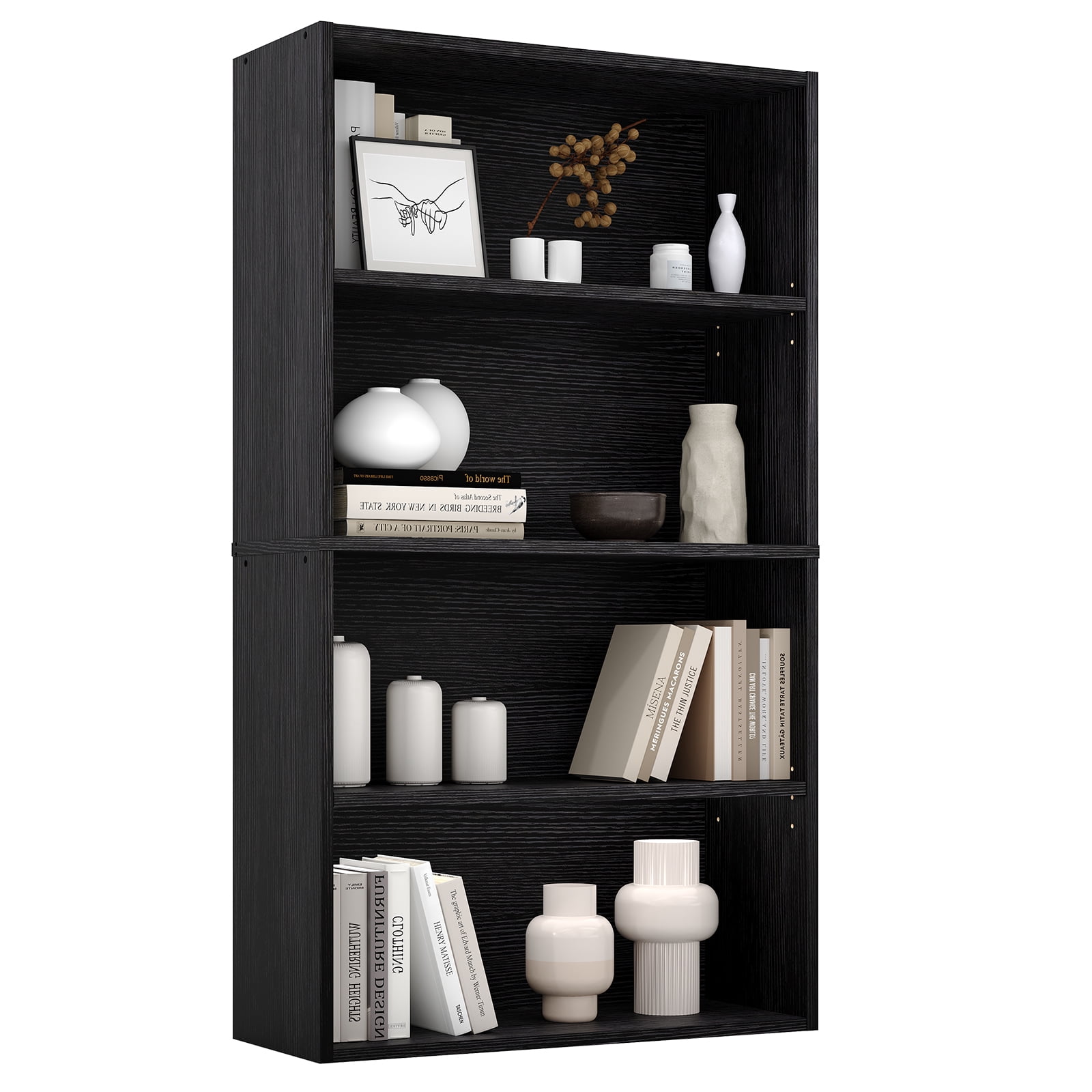 Gianna 4-Tier Bookshelves with Adjustable Shelves, Floor Standing ...
