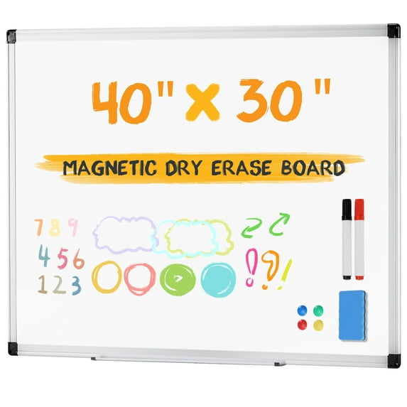 Gianna 40 X 30 inches Magnetic Dry Erase Board with Aluminum Frame ...