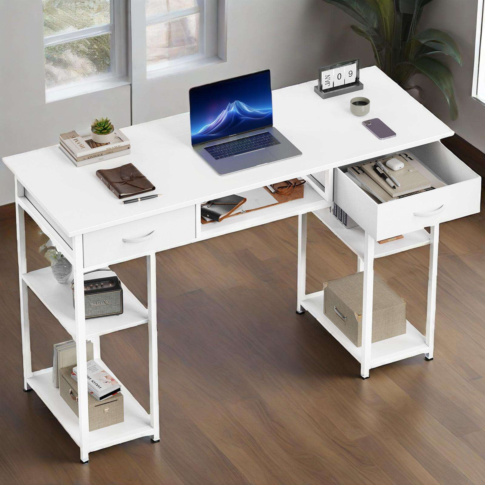 Gianna 48 Inch Desk with 2 Drawers Home Office Computer PC Table, Study ...