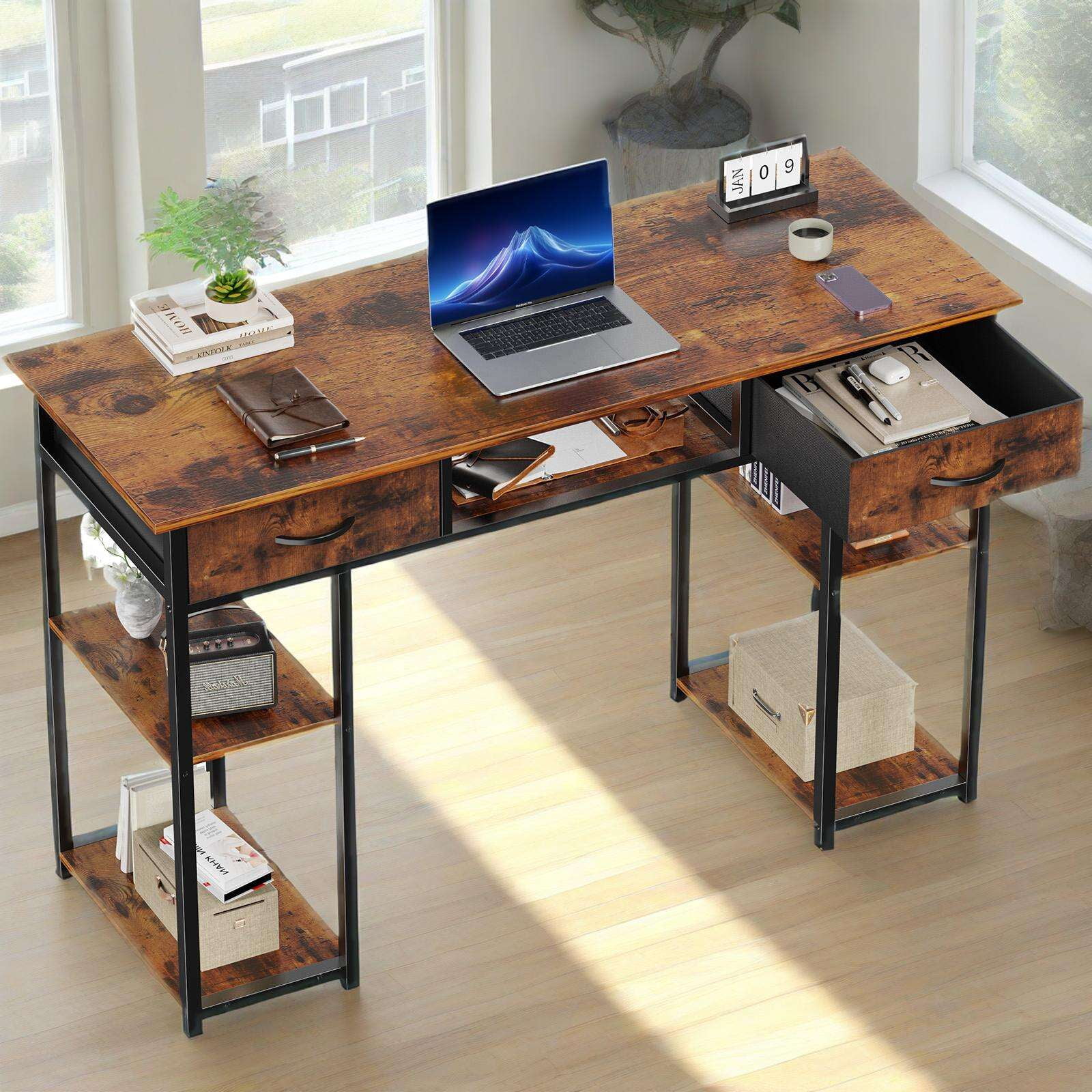 Gianna 48 Inch Desk with 2 Drawers Home Office Computer PC Table, Study ...