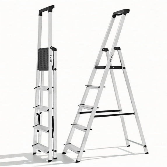 Gianna 5 Step Ladder, 330lbs Folding Step Stool with Anti-Slip Wide ...