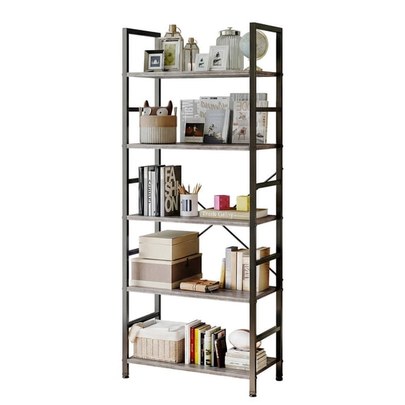 Gianna 5 Tier Bookshelf, Free Standing Shelf, Bookcase Shelf Storage ...
