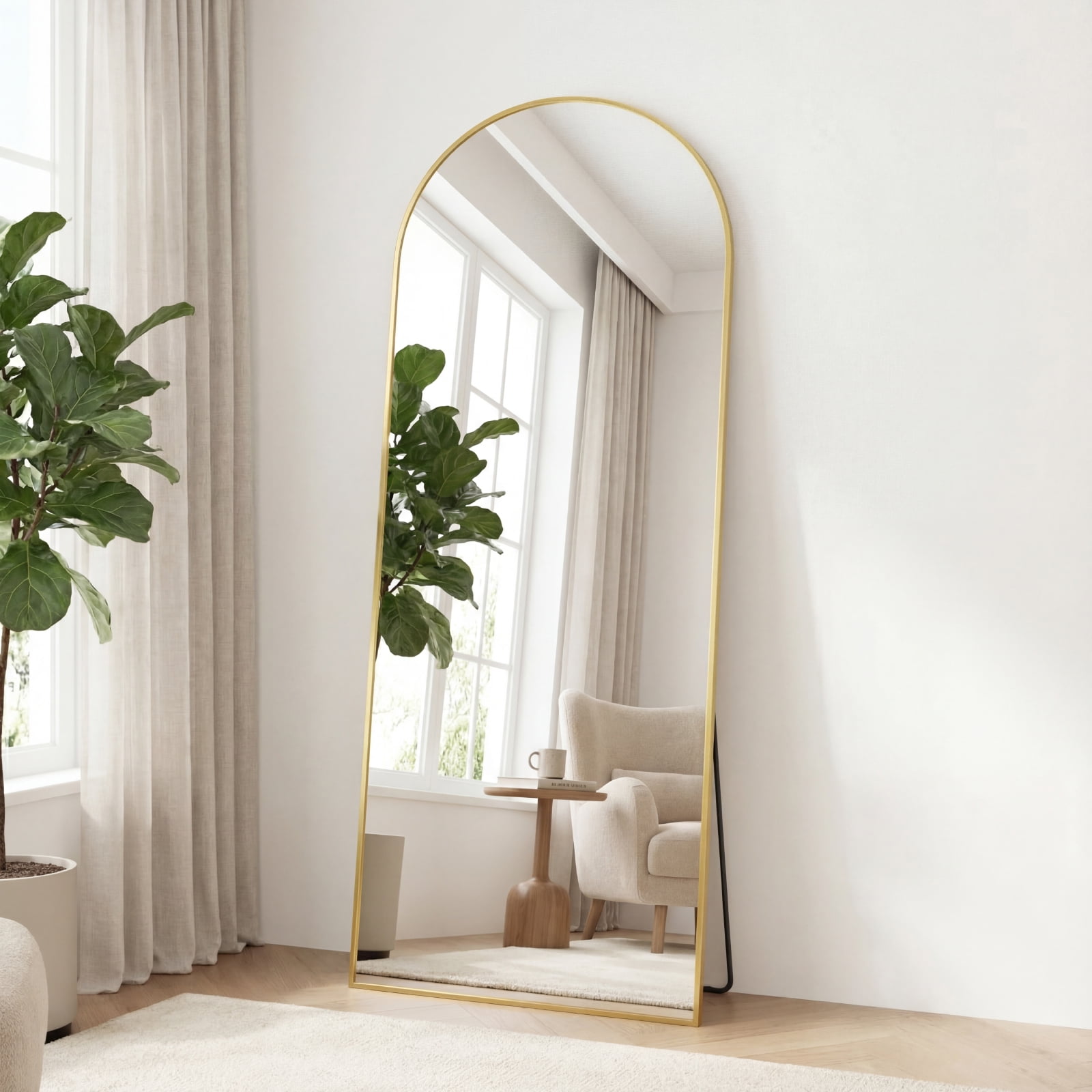 Gianna 56"x21" Arched Full-Length Mirror with Aluminum Alloy Frame ...