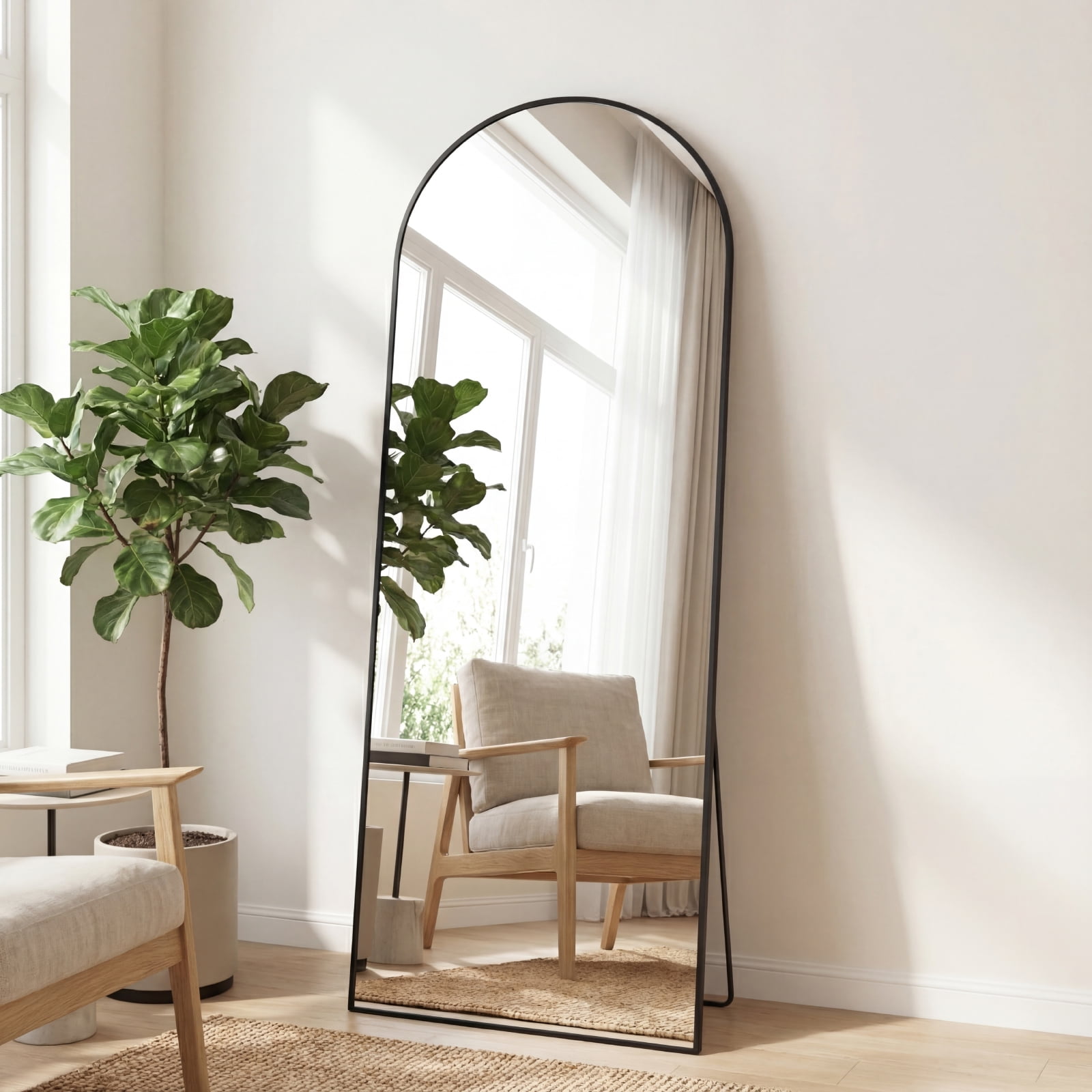 Gianna 56"x21" Arched High-Quality Full Length Mirror, Aluminum Alloy ...