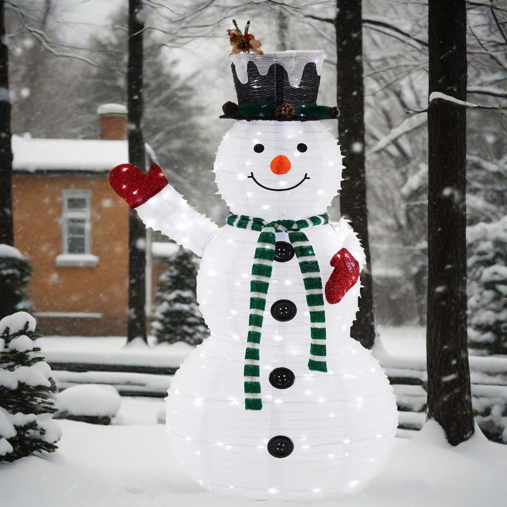 Gianna 5FT Lighted Pop-Up Snowman with 200 LED Lights, Hat and Scarf ...
