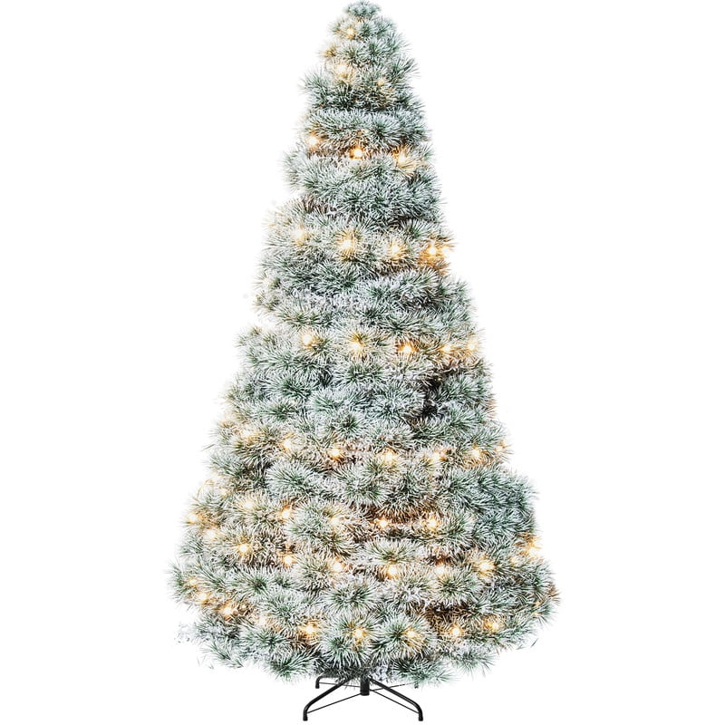 Gianna 7.5ft Pre-lit Snow Flocked Artificial Christmas Tree, Prelighted ...