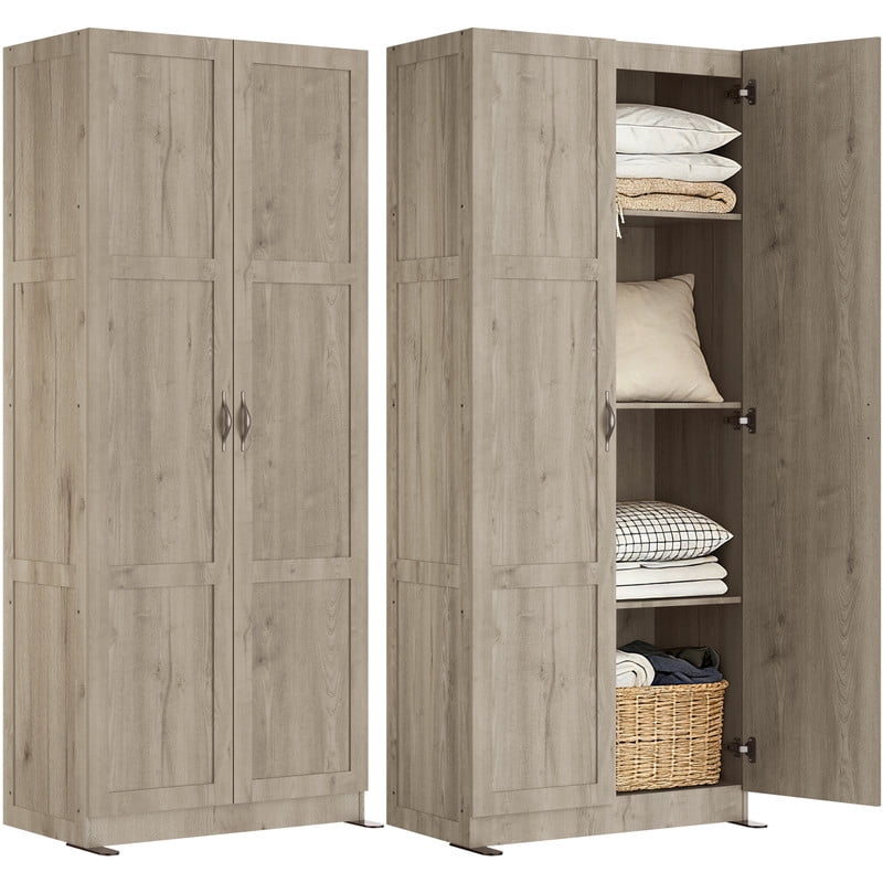 Gianna 71 inch Wooden Storage Cabinet, Freestanding Cupboard, 4-Tier ...