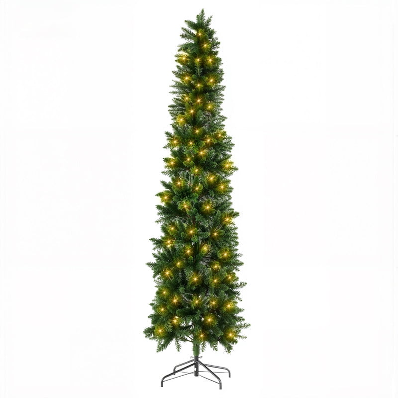 Gianna 9ft Pre-lit Pencil Christmas Tree, Green Artificial Spruce Slim ...