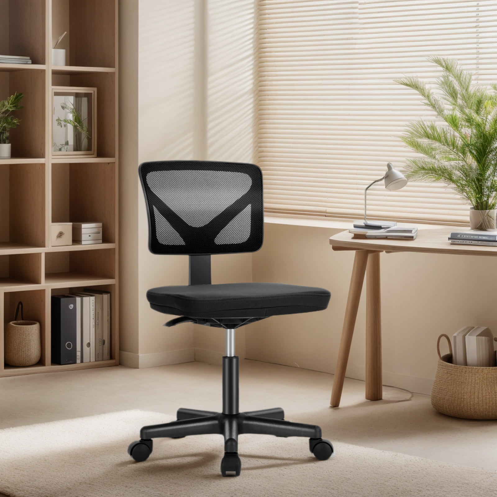 Gianna Armless Desk Chair with Low Back Adjustable Ergonomic Rolling ...