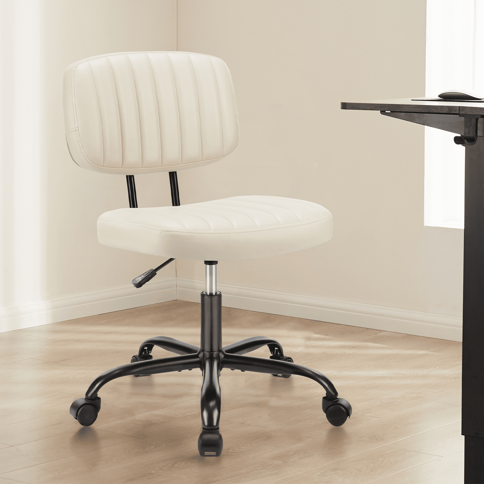 Gianna Armless Office Chair – Adjustable Rolling Task Chair with Lumbar ...